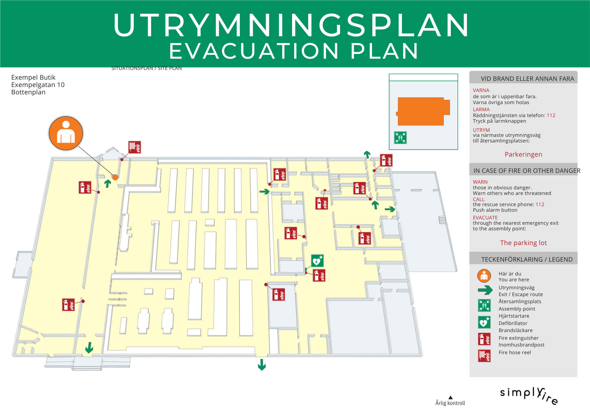 Utrymningsplan 2D / 3D, A3, kopia / vridning